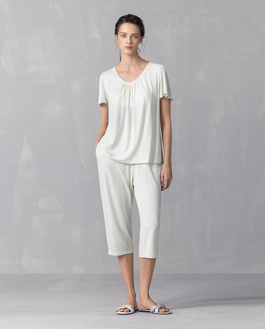 Aimer 25SS Alice Short-Sleeve Built-In Bra Pajama Set – AÍMER Singapore